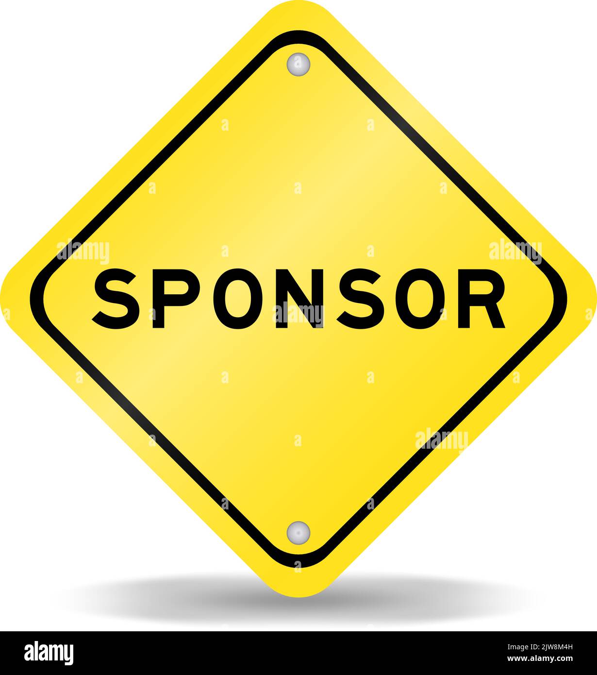 Yellow color transportation sign with word sponsor on white background ...