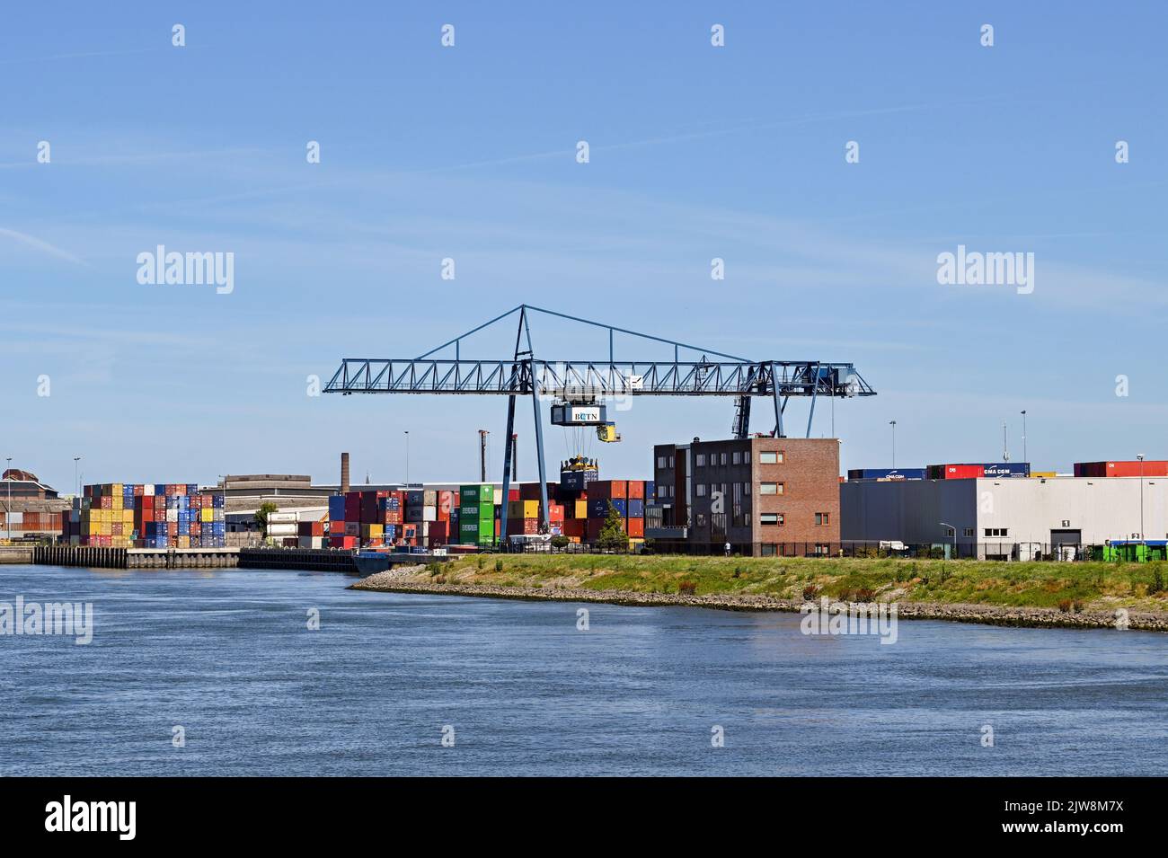 Rotterdam, Netherlands - August 2022: Large mobile crane lifting a ...