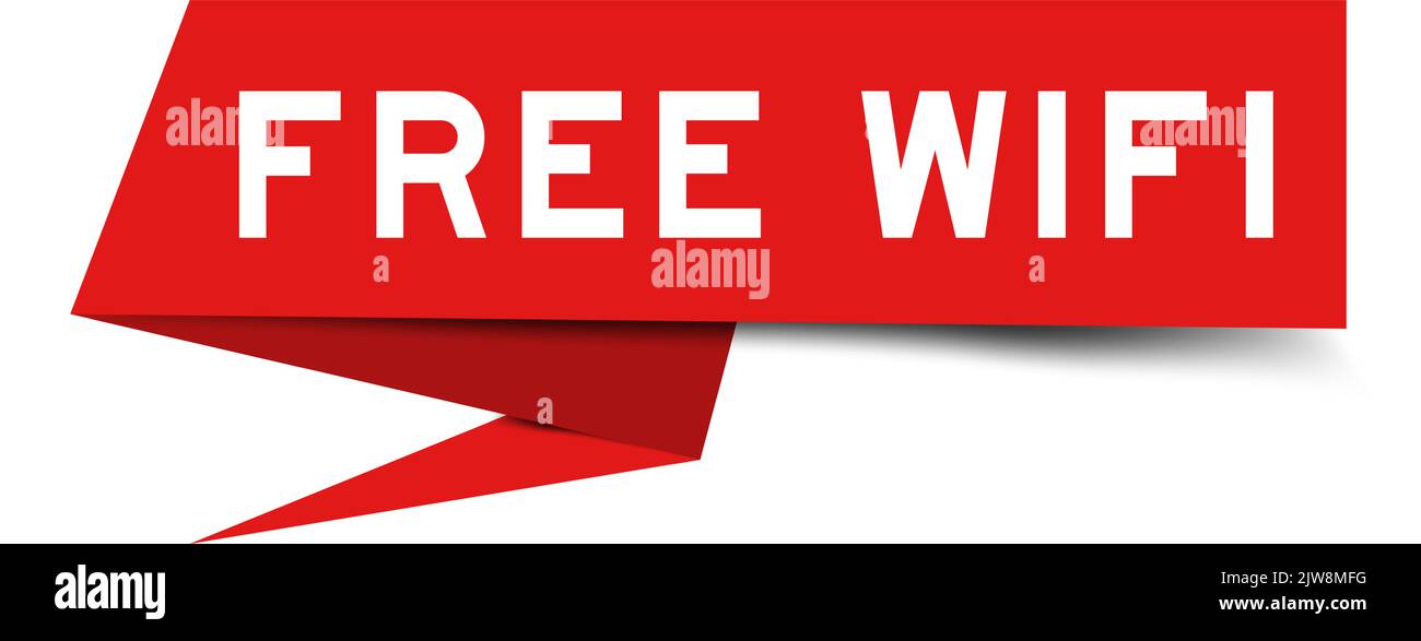 Red color speech banner with word free wifi on white background Stock ...