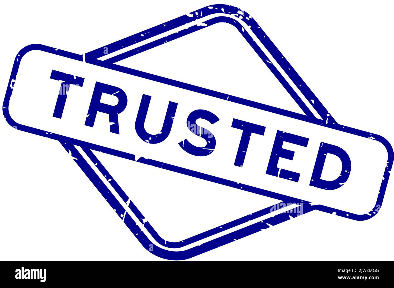 Grunge blue trusted word rubber seal stamp on white background Stock ...