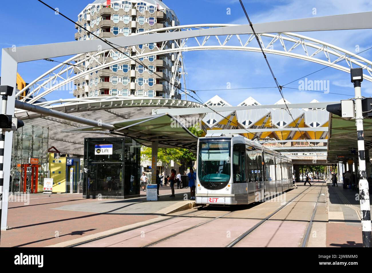 Rotterdam, Netherlands - August 2022: Modern electric tram stopped at a ...