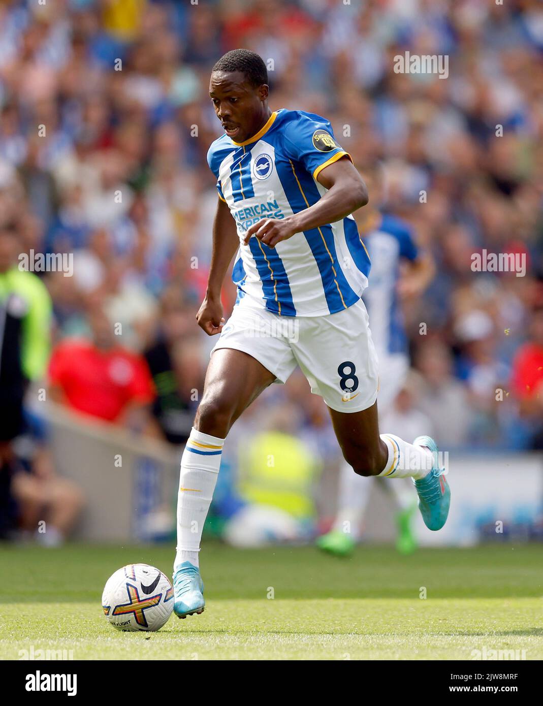 Brighton and Hove Albion's Enock Mwepu during the Premier League match ...