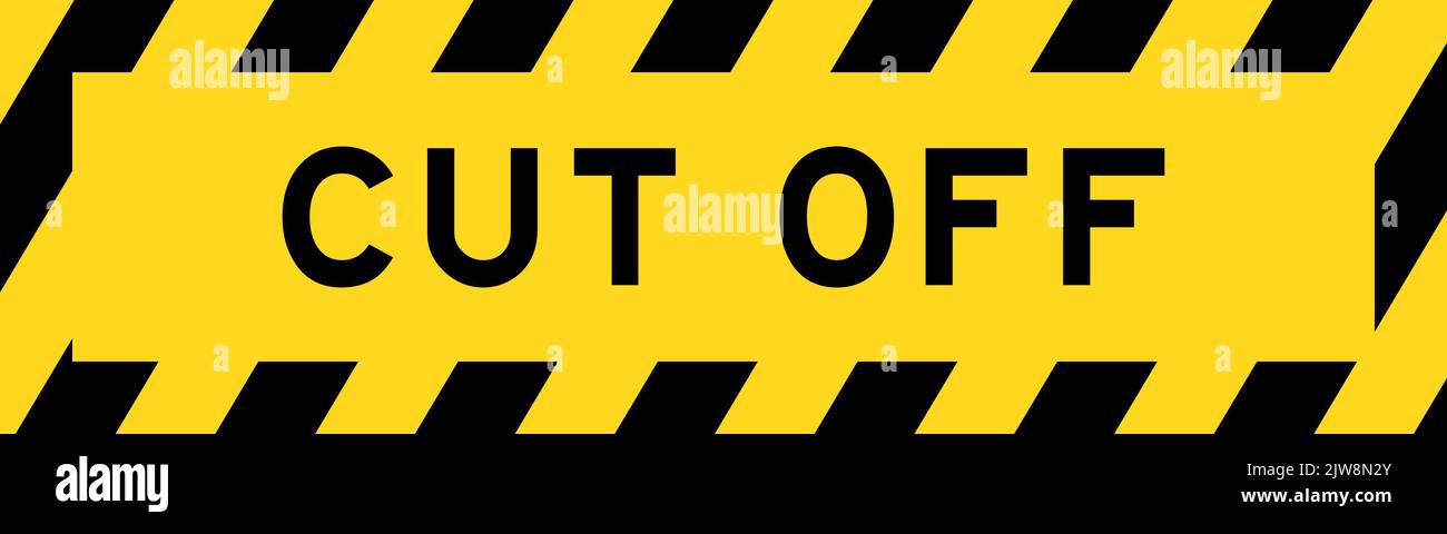 Yellow and black color with line striped label banner with word cut off ...