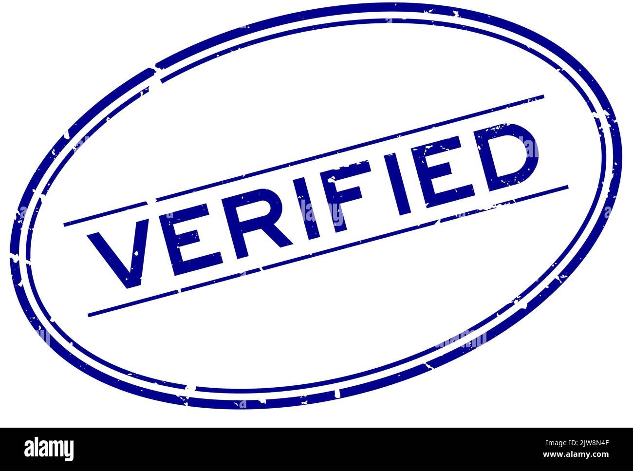 Grunge blue verified word oval rubber seal stamp on white background ...