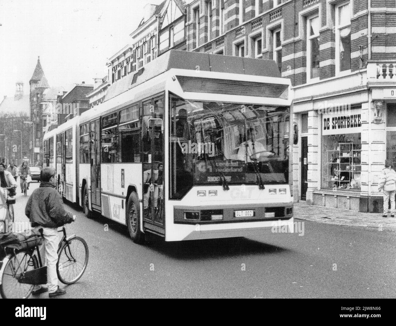 Image of a test drive of a double articulated bus through the center of ...
