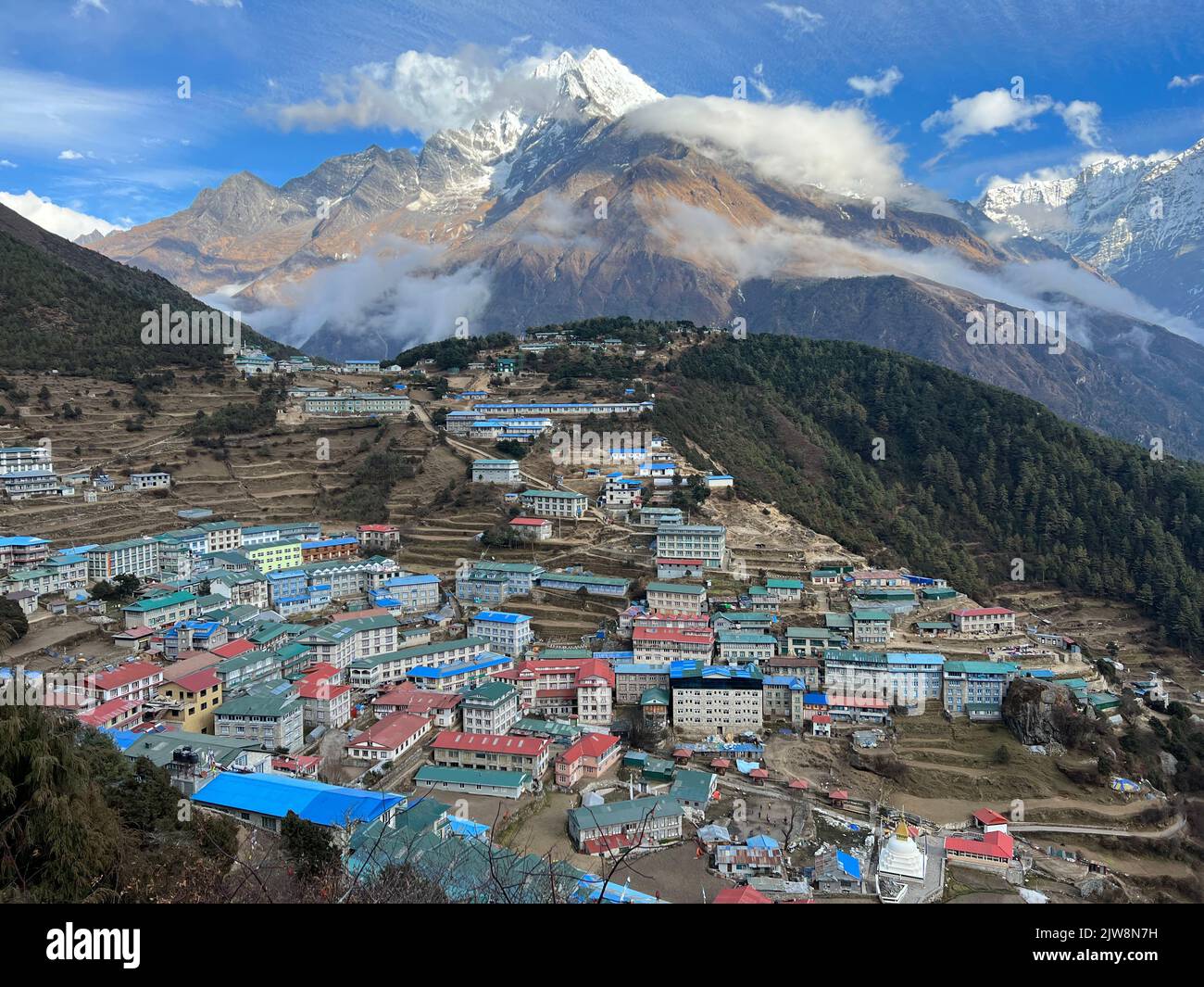 Overview of Nacho Bazaar, Nepal. "Capitol" of the Sherpas Stock Photo ...