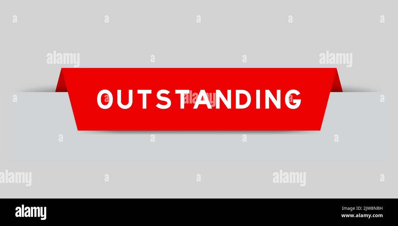 Red color inserted label with word outstanding on gray background Stock ...
