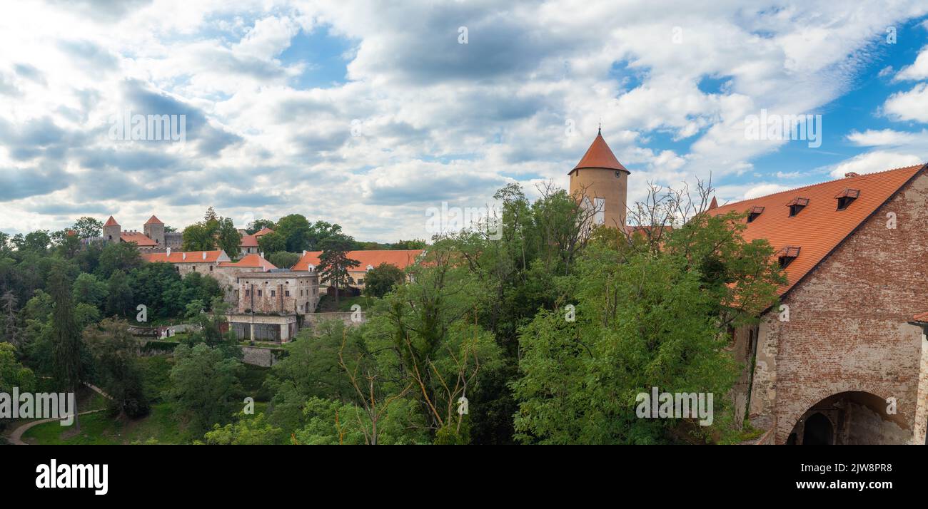 Summer Landscape with Veveri Castle. Natural colorful scenery in sunset ...