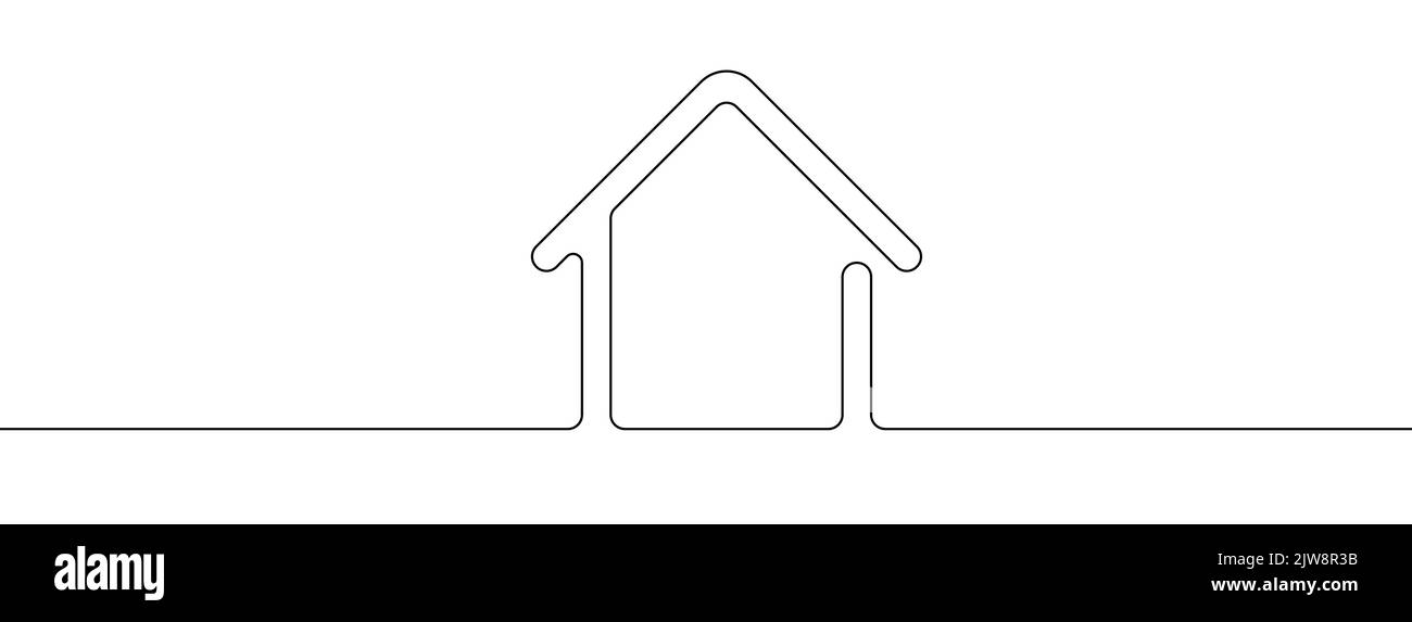 House one line background. One continuous line drawing of house icon ...