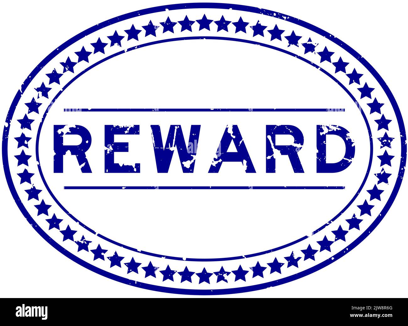 Grunge blue reward word oval rubber seal stamp on white background ...