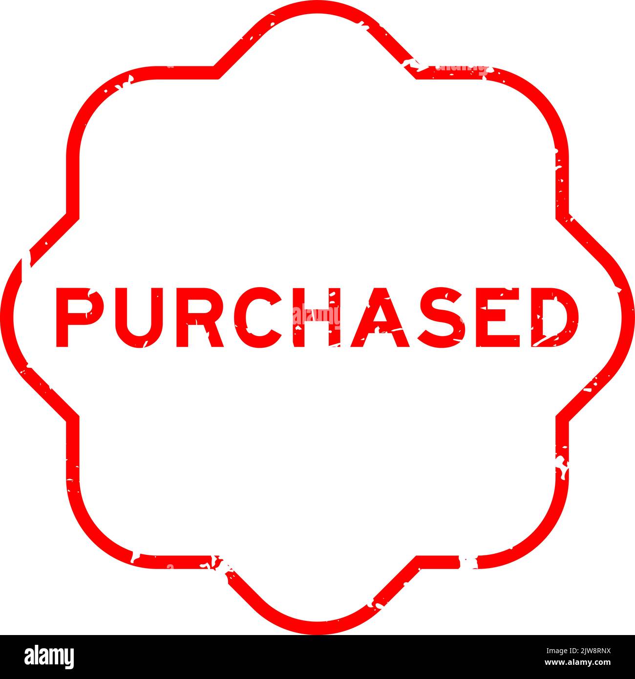 Grunge red purchased word rubber seal stamp on white background Stock ...