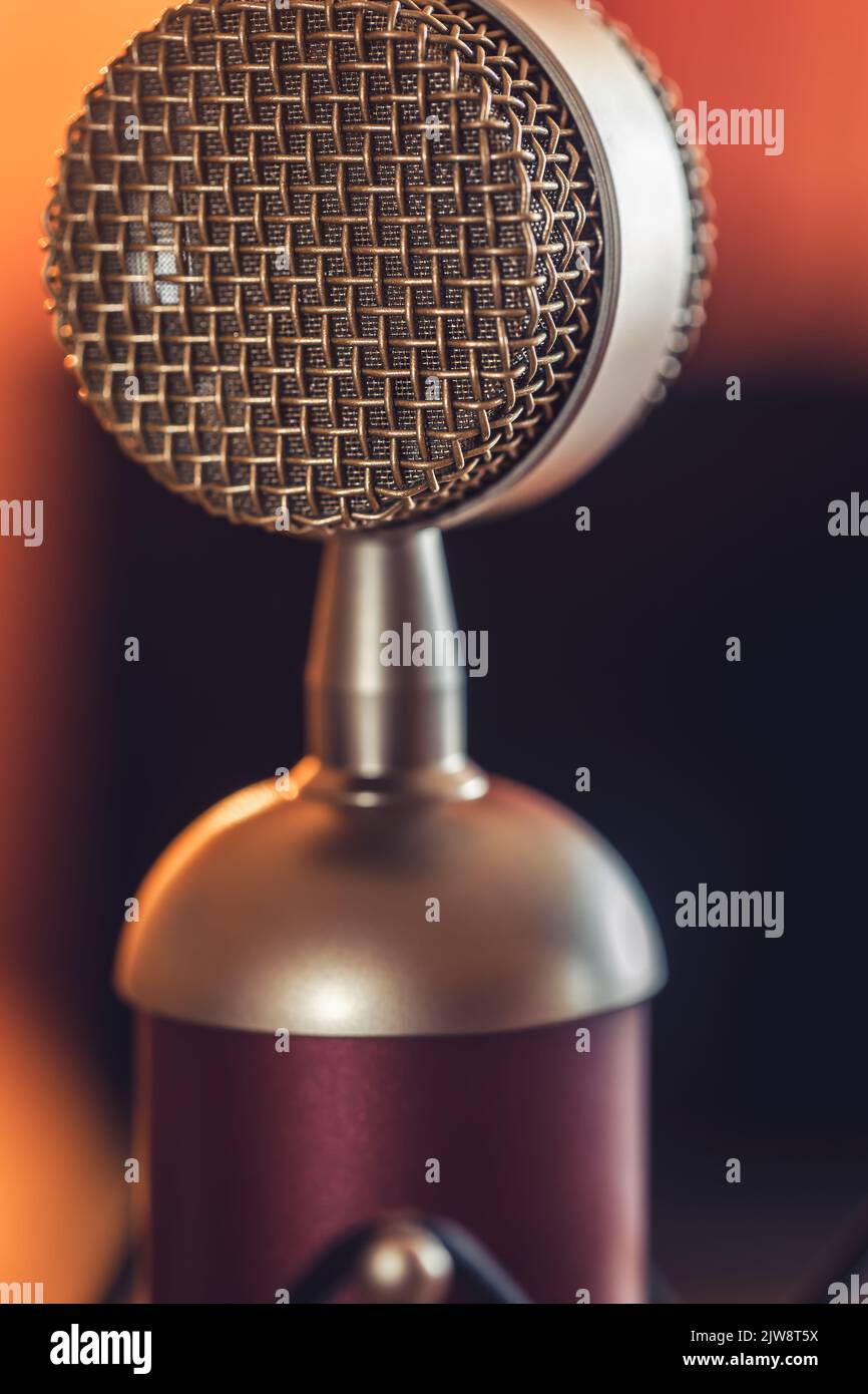 Professional microphone for sound recording, macro photography Stock ...