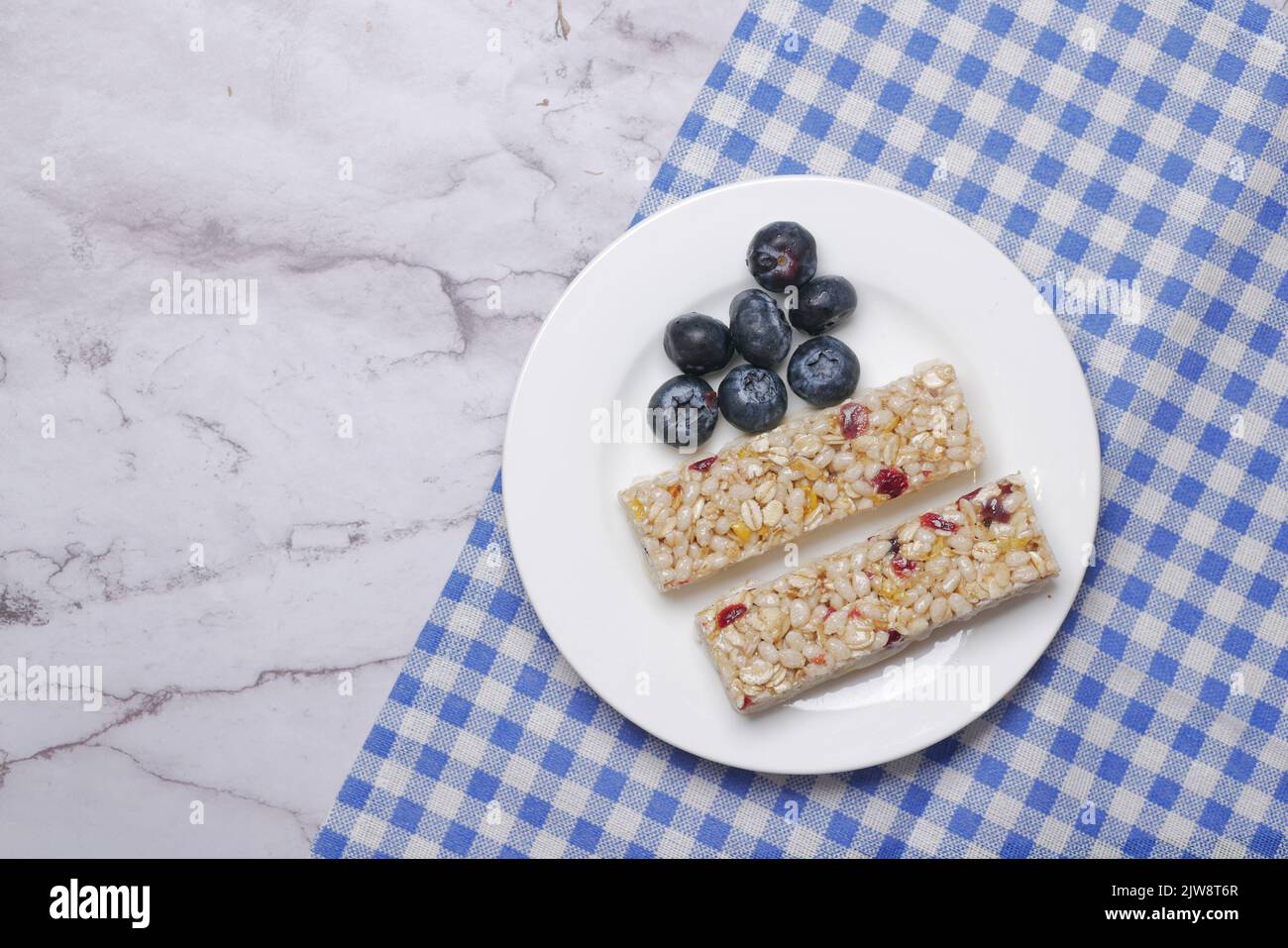 blue berry oat protein bars on table Stock Photo - Alamy