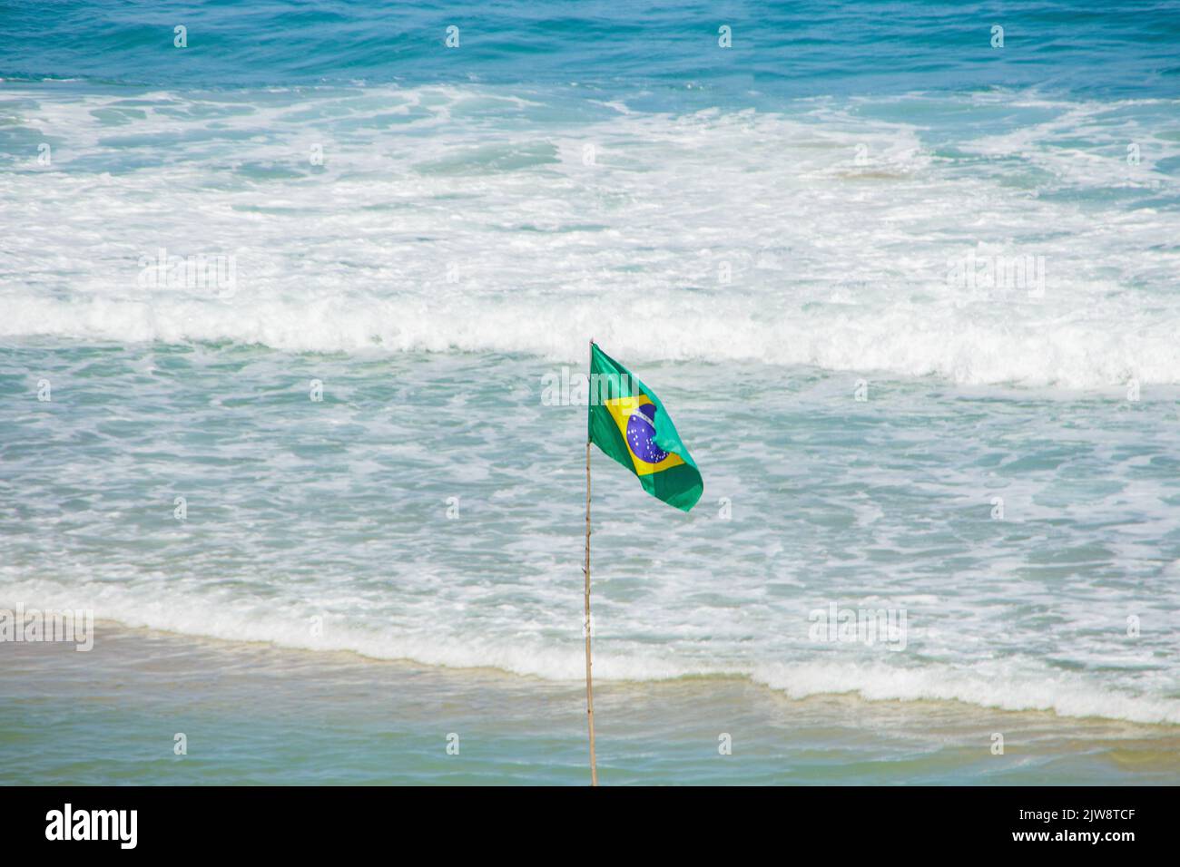 Brazilian flag outdoors in Rio de Janeiro Stock Photo - Alamy