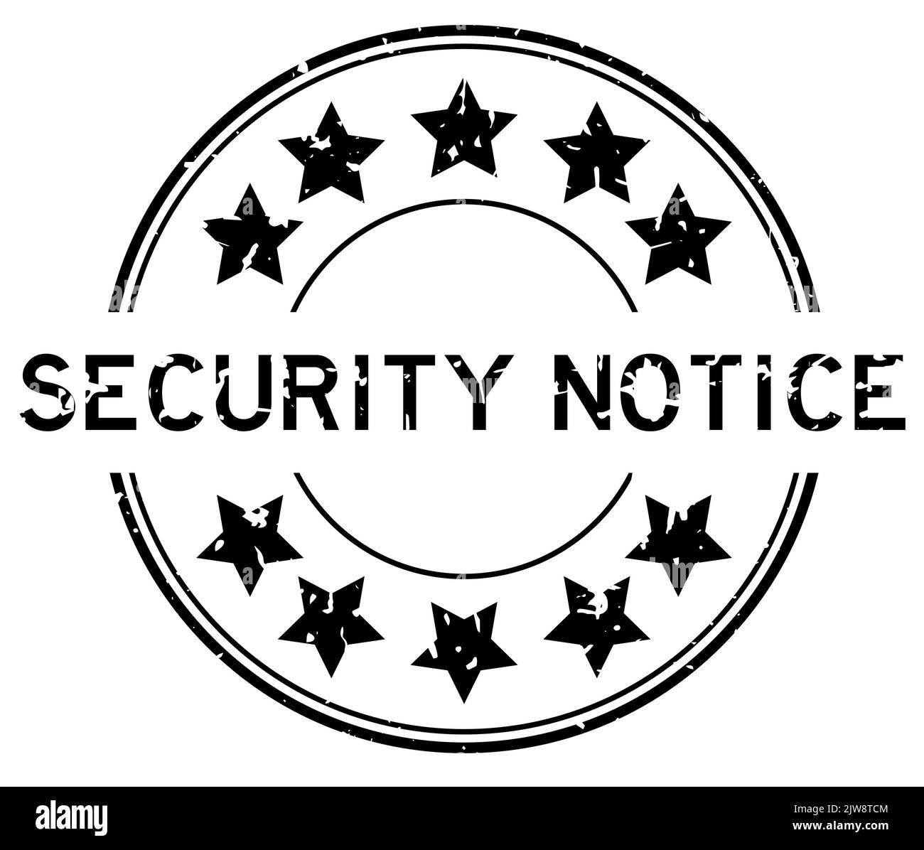 Grunge black security notice word with star icon round rubber seal ...