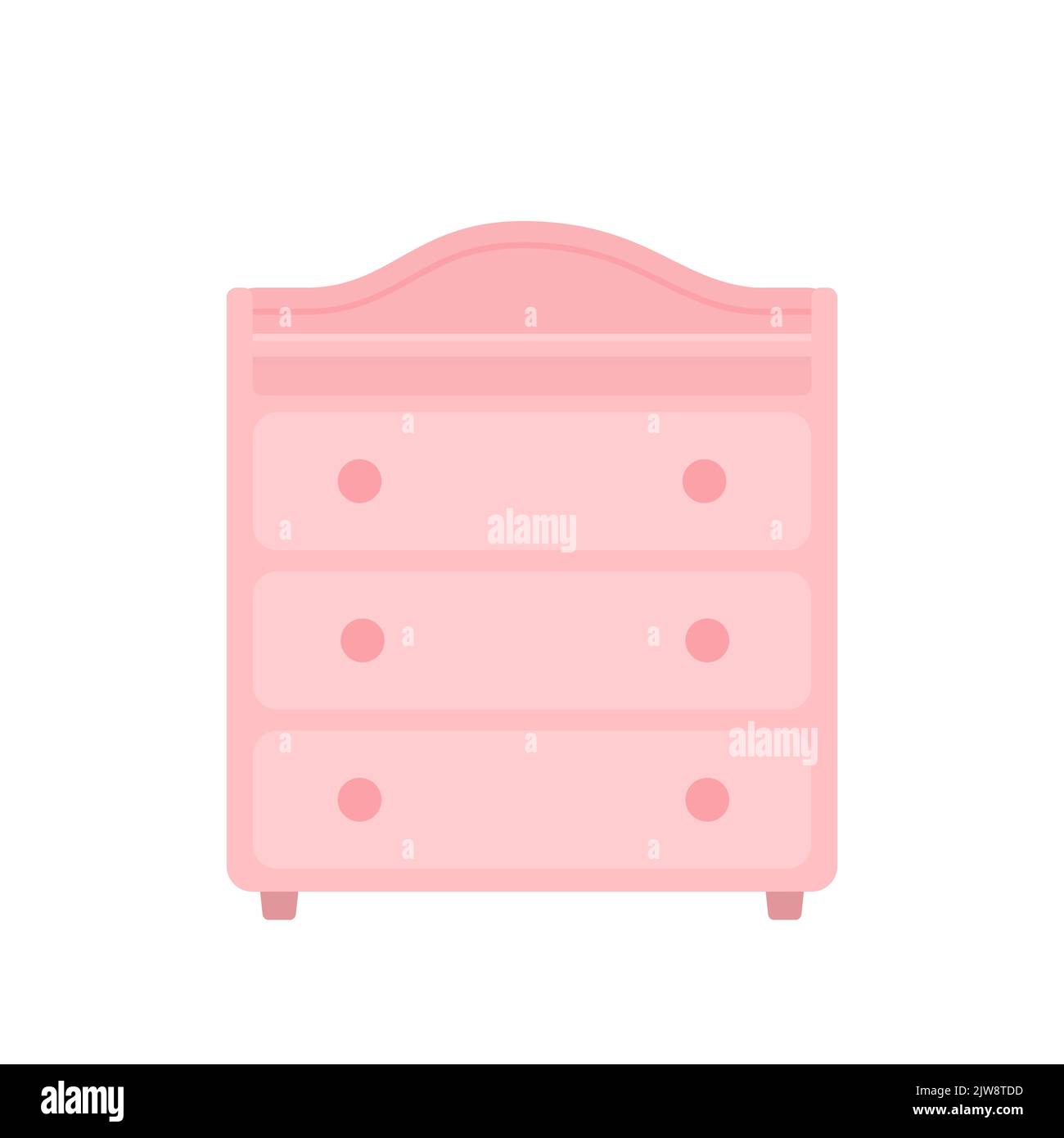 Baby changing table for nursery. Isolated on white background. Home ...