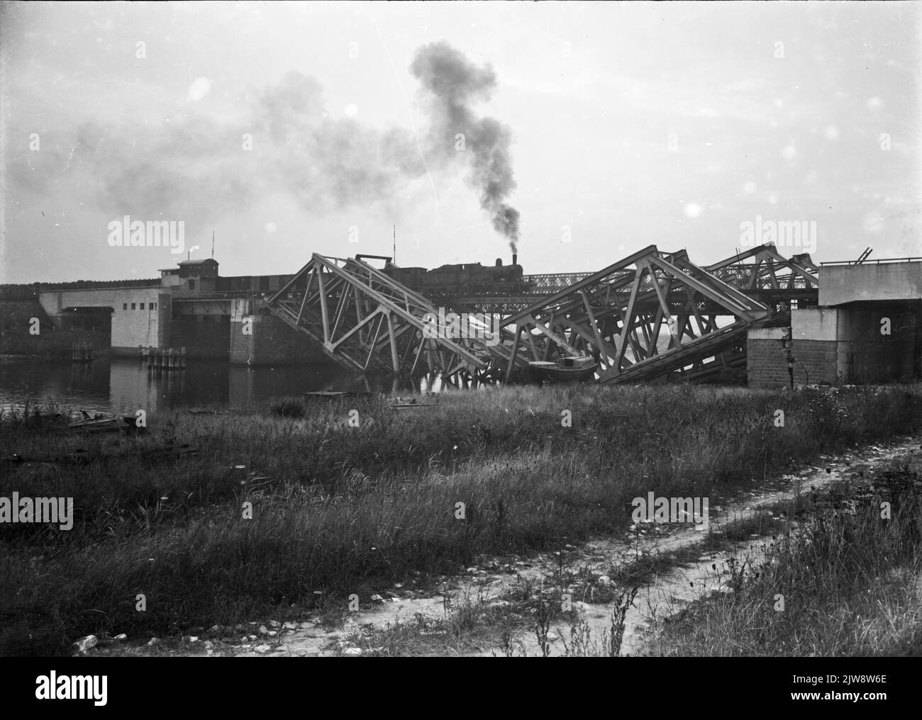 Destroyed steam train Black and White Stock Photos & Images - Alamy