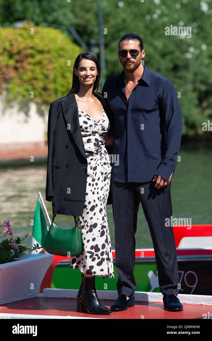 Can Yaman and Francesca Chillemi arriving at the Excelsior Hotel during ...