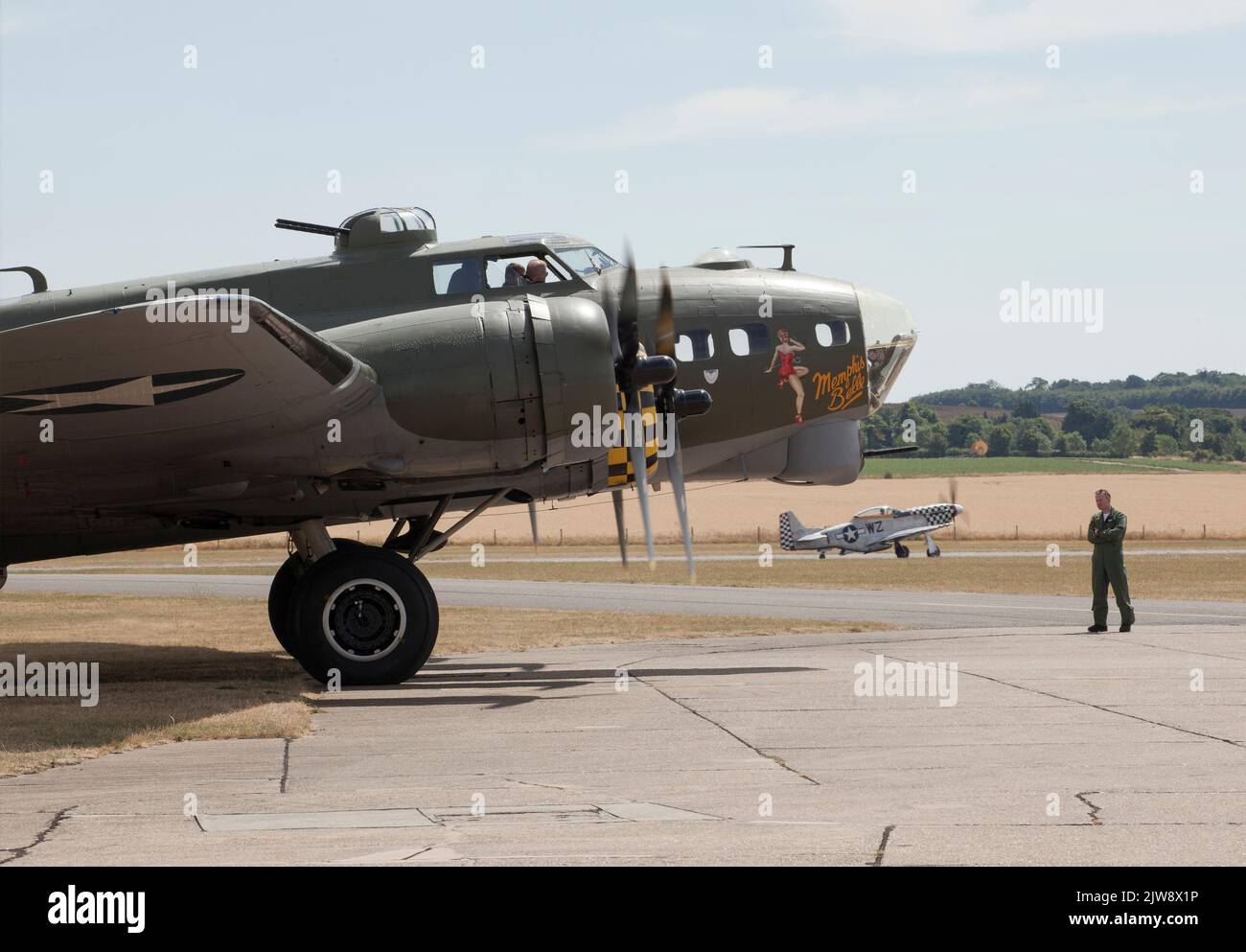 B-17 'Sally B' starting her engines for her summer air display at the ...