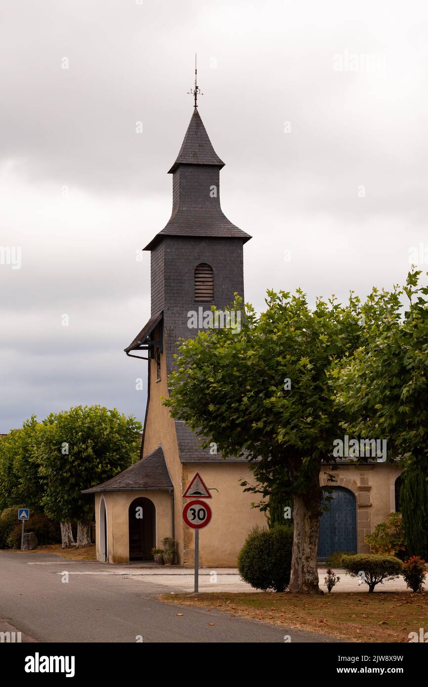 View of the Church of Notre-Dame de Géus-d'Arzacq located in Pyrénées ...