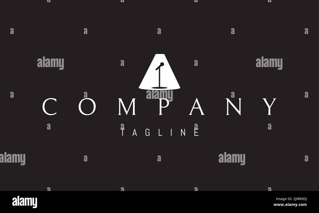 Vector logo on which an abstract image of a microphone on a stand on a ...