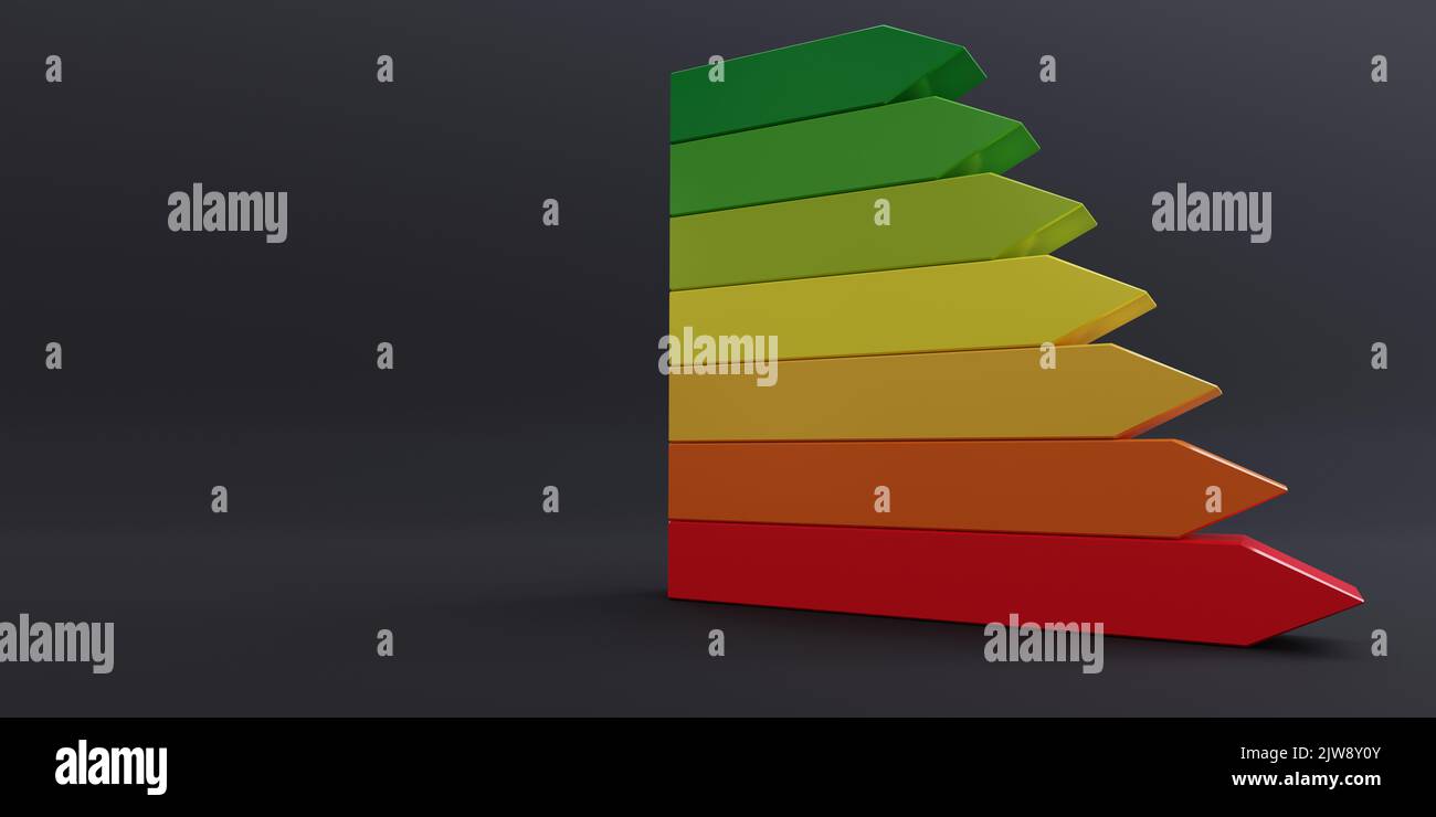 Energy efficiency scale. Energy class bars on black color background ...