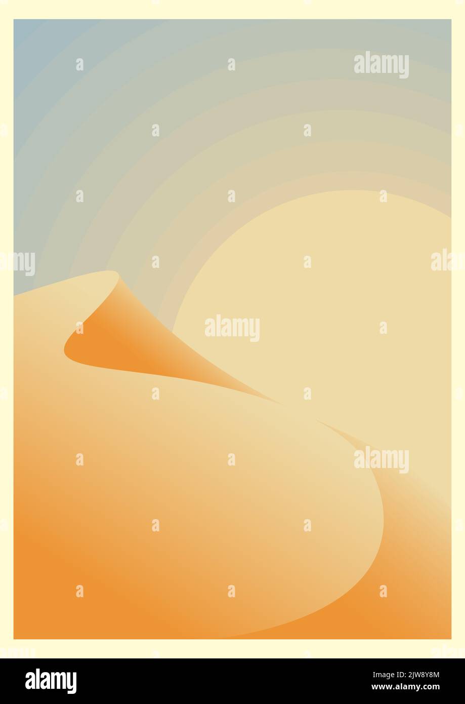 Desert landscape, gradient dunes and sunrise illustration Stock Vector ...