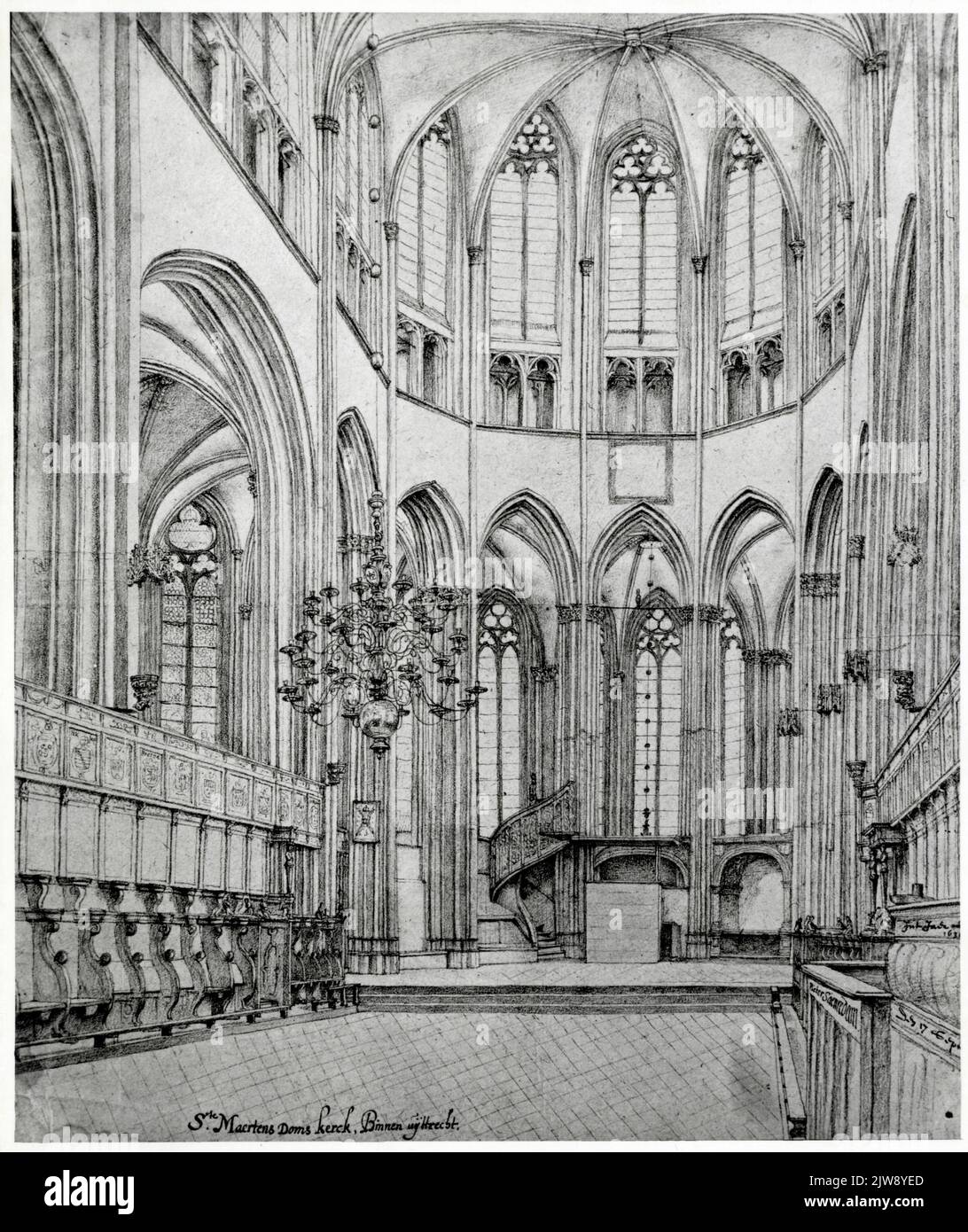 Interior of the Domkerk in Utrecht: seen the choir from the west, with ...