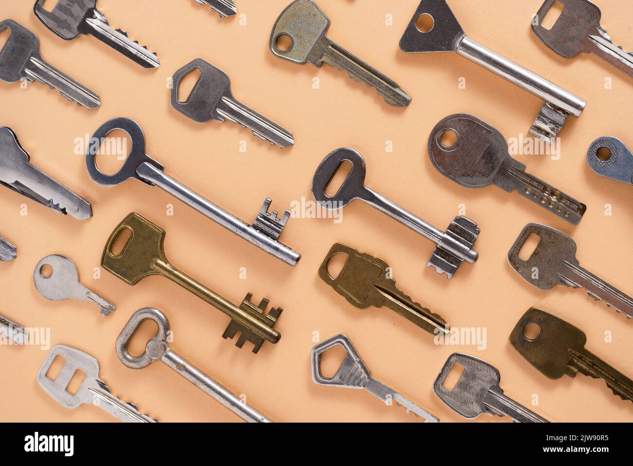 Key pattern. Background from different old keys. view from above. Door ...
