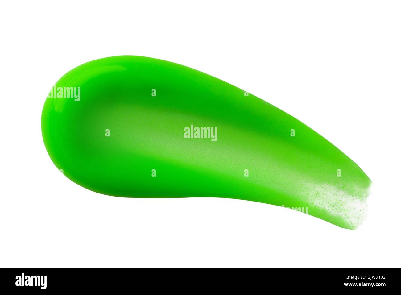 Green gel abstract colour smear. Green dye hair smudge isolated on ...