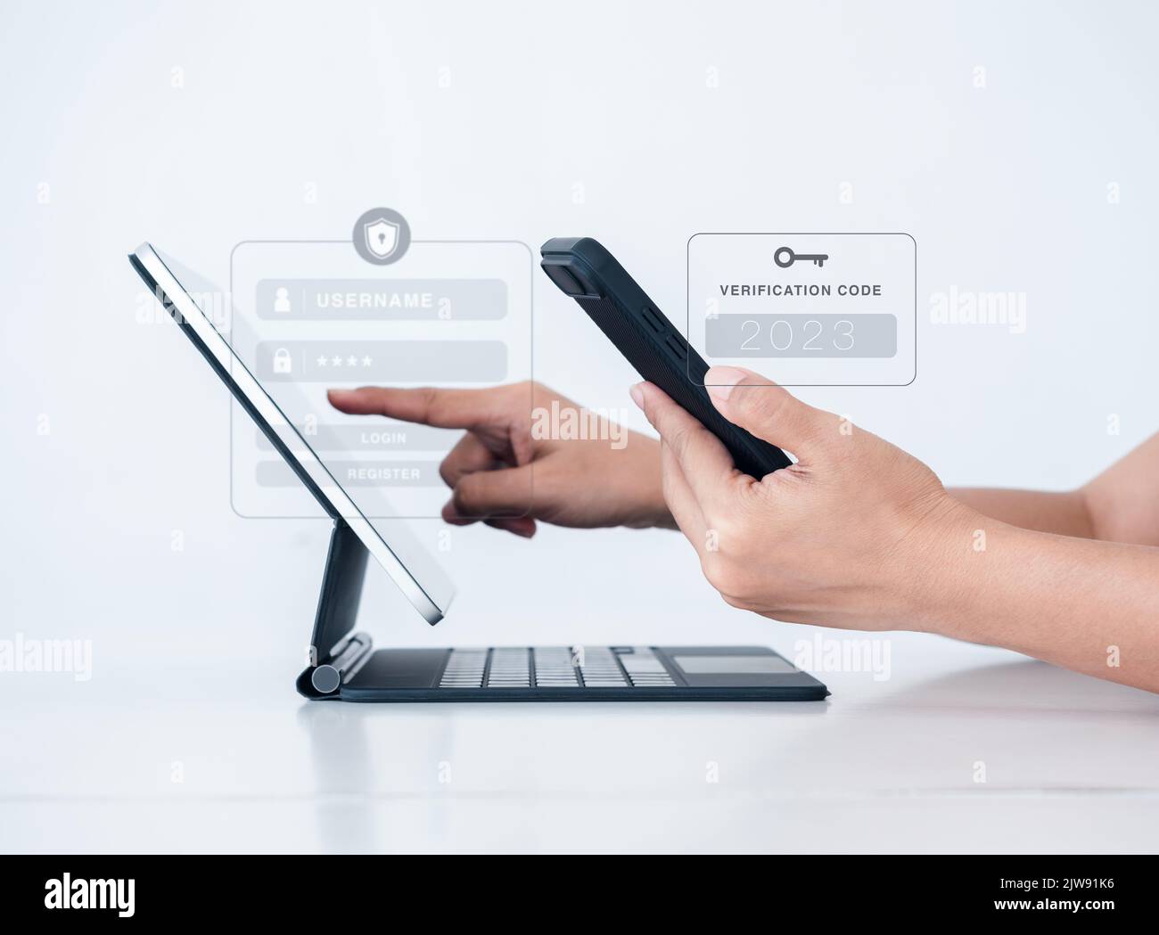 Two steps authentication or 2FA concept. 2023 Verification code with ...