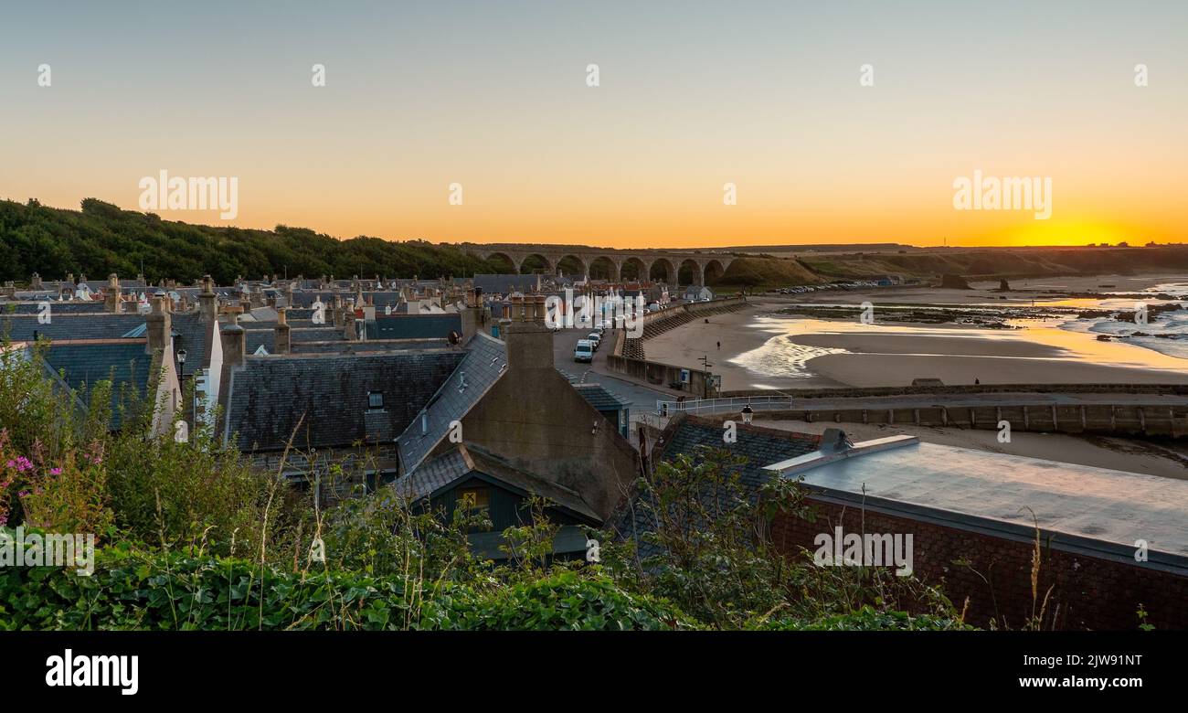 Sunset overlooking the town of Cullen, Moray, Scotland, UK Stock Photo ...