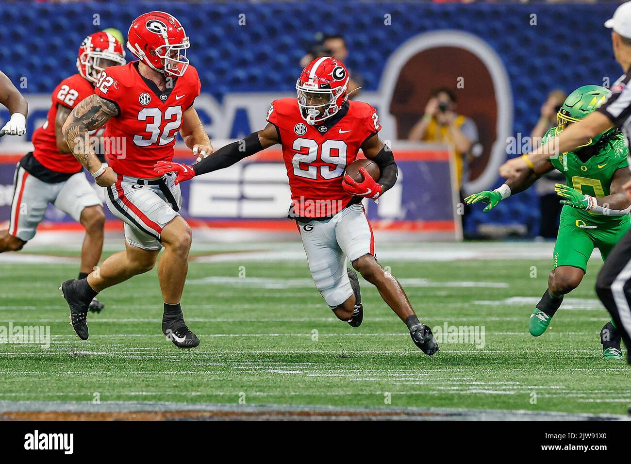 September 3, 2022: Georgia's Christopher Smith (29) returns an ...