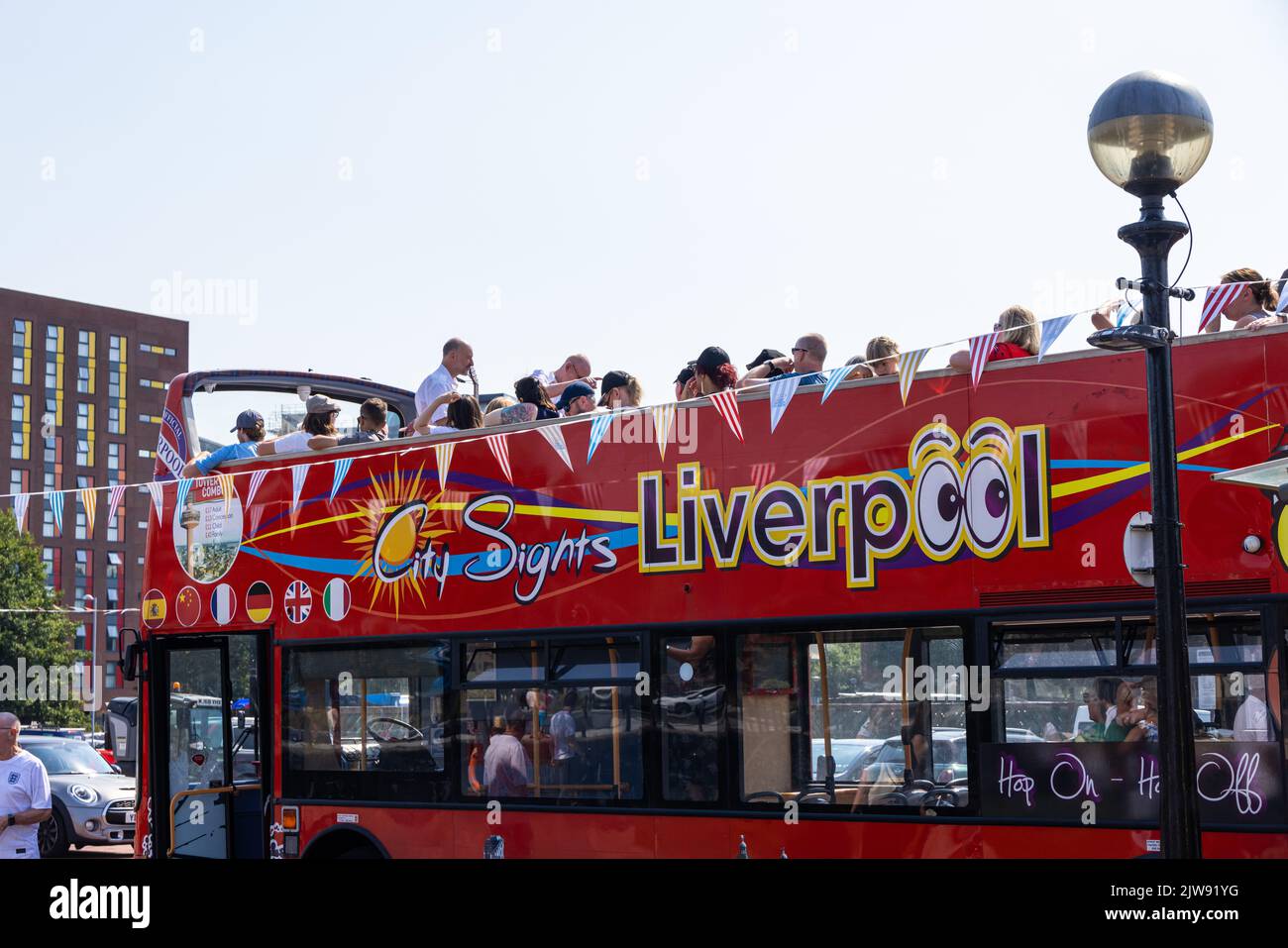 City sightseeing bus in Liverpool - LIVERPOOL, UK - AUGUST 16, 2022 ...