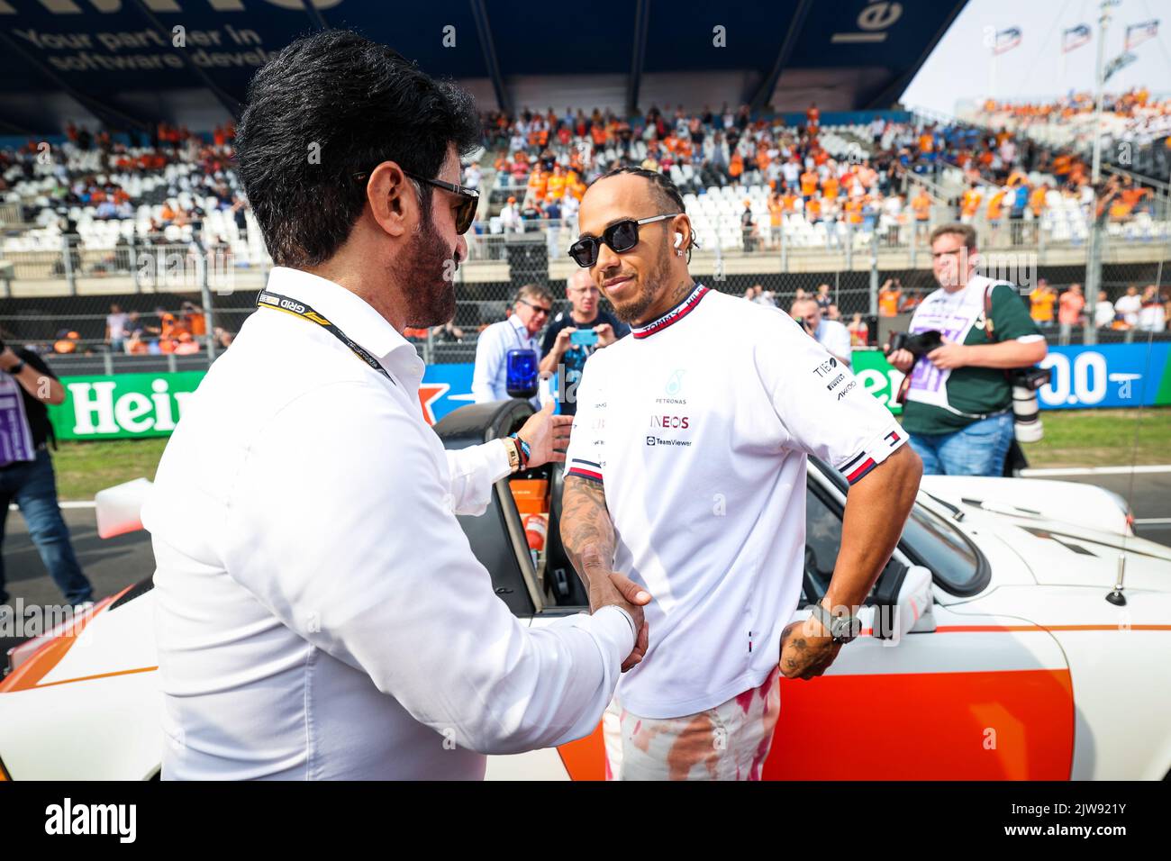 BEN SULAYEM Mohammed (uae), President of the FIA, with HAMILTON Lewis (gbr), Mercedes AMG F1 ...