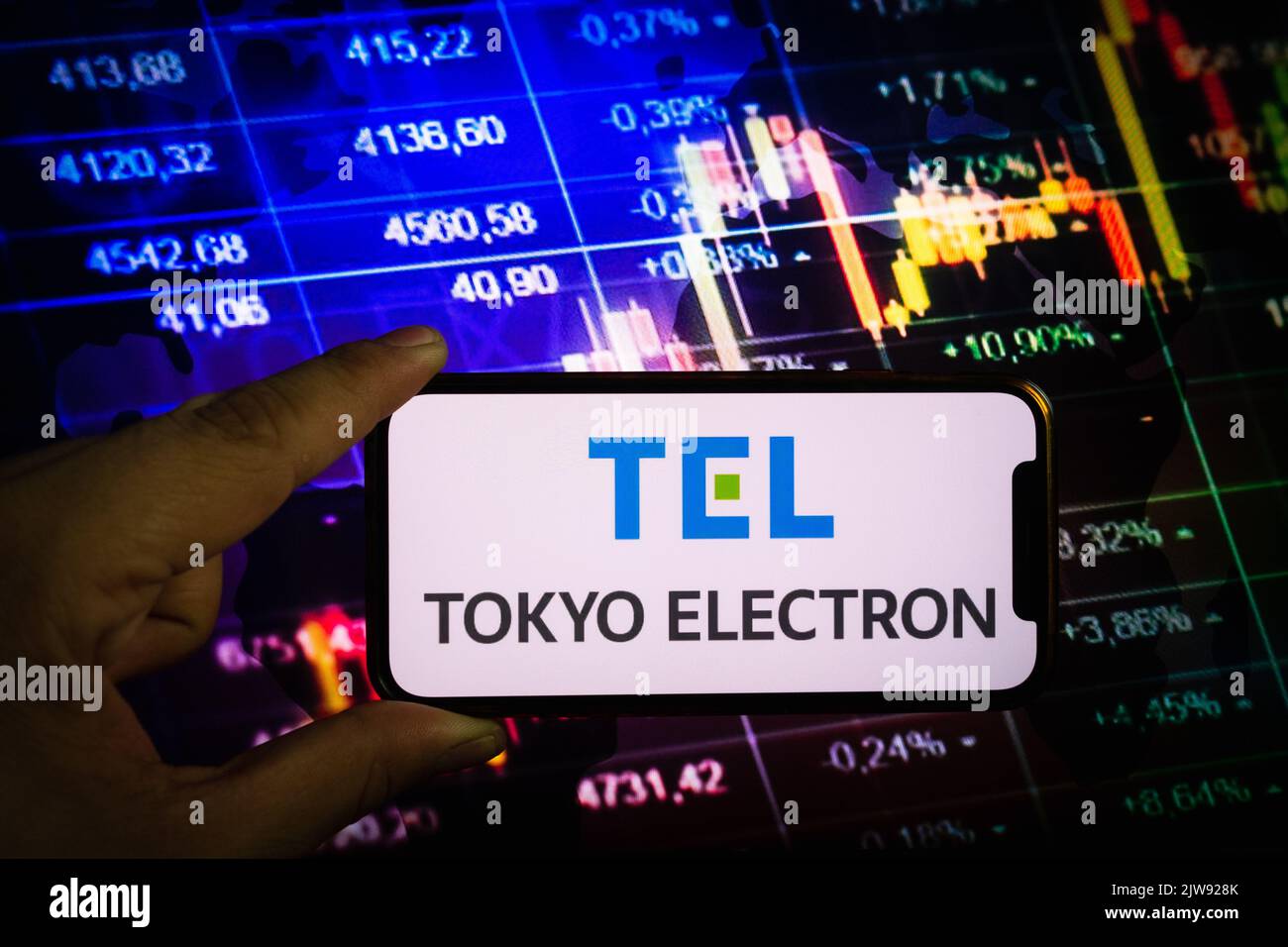 KONSKIE, POLAND - August 30, 2022: Smartphone displaying logo of Tokyo ...