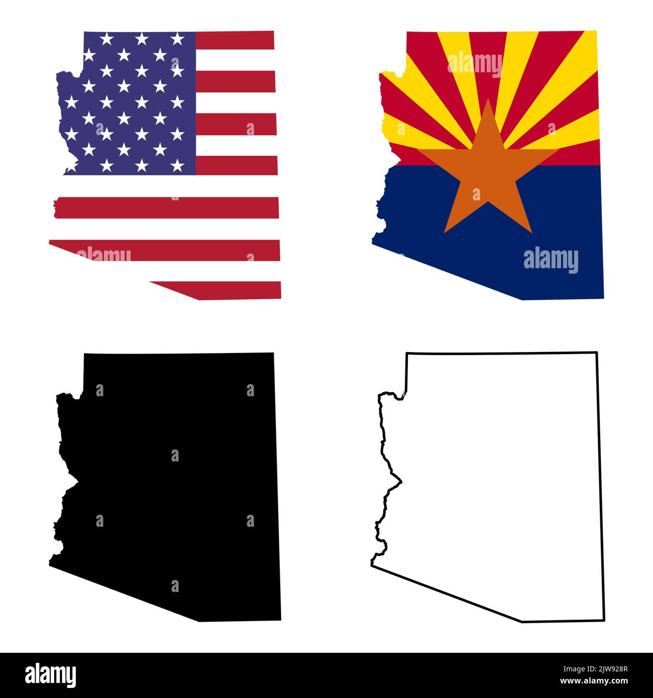 Set of Arizona map shape, united states of america. Flat concept icon ...