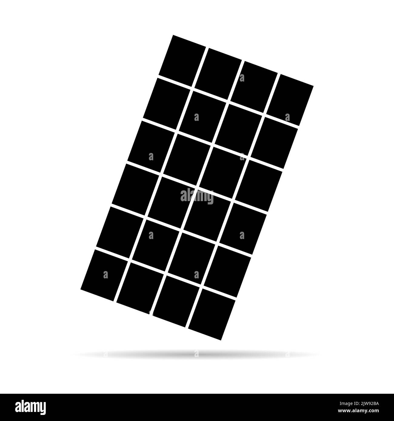 Chocolate bar icon with shadow, sweet tasty silhouette eat symbol ...