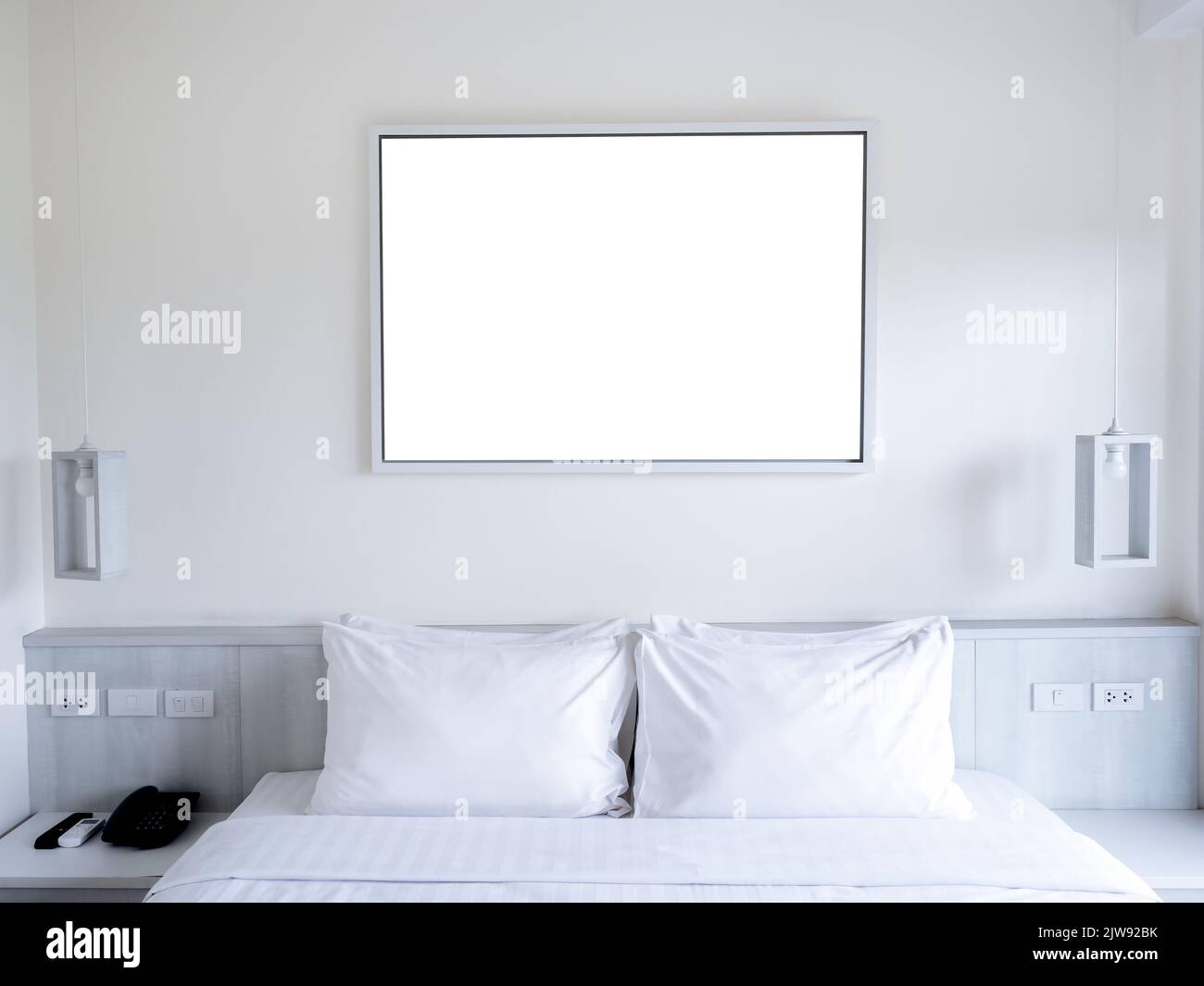 Mockup empty blank white horizontal rectangle picture photo or art ...