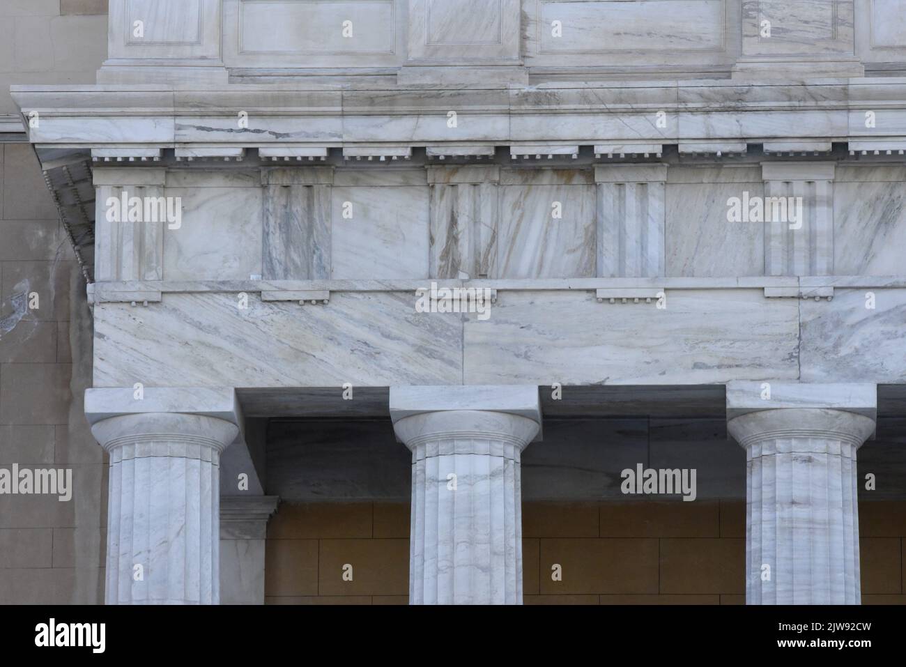 Scenic facade view of the Neoclassical Hellenic Parliament with the ...