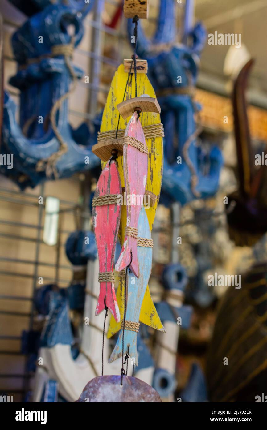Hand made wooden fish figure as artwork Stock Photo - Alamy