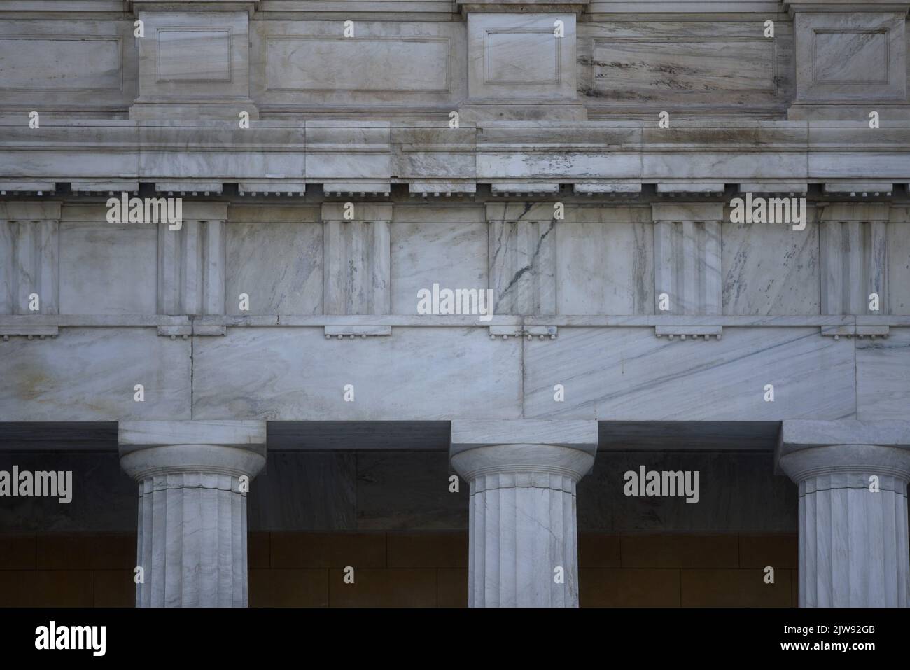 Scenic facade view of the Neoclassical Hellenic Parliament with the ...