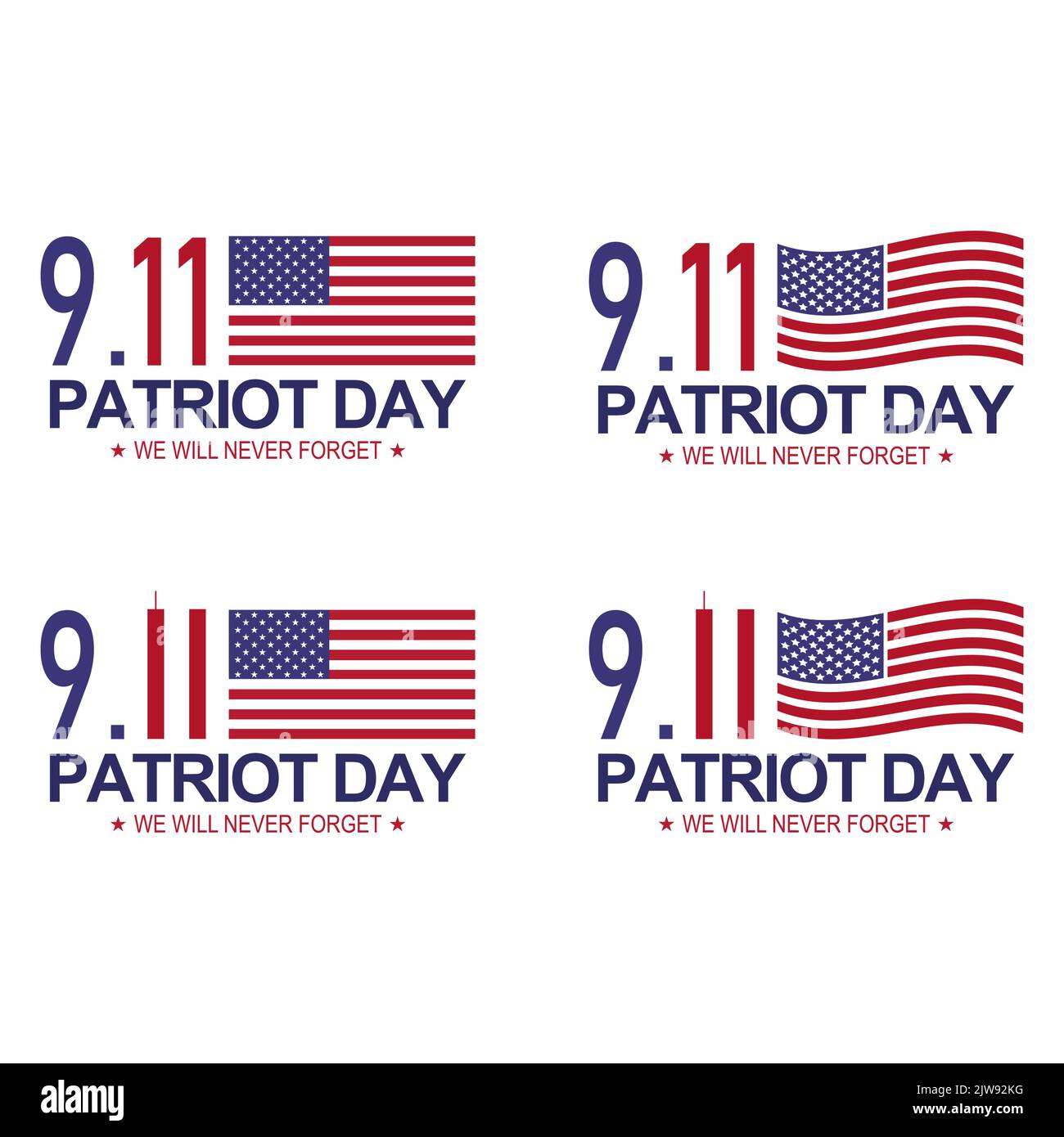 Set of Patriot american day 9.11. Memorial day symbol background, We ...