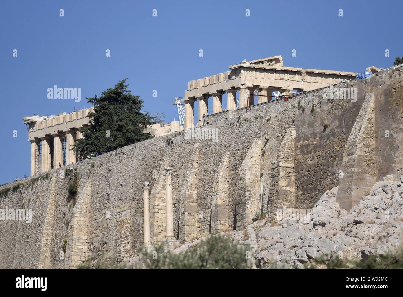 Landscape with scenic view of Acropolis the ancient historic monument ...