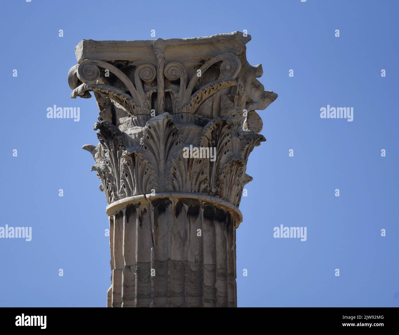 Doric column made out of Pentelic marble in the Roman Agora of Athens ...