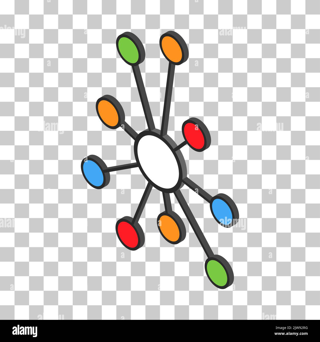 Hub isometric network icon, connect structure vector symbol isolated ...
