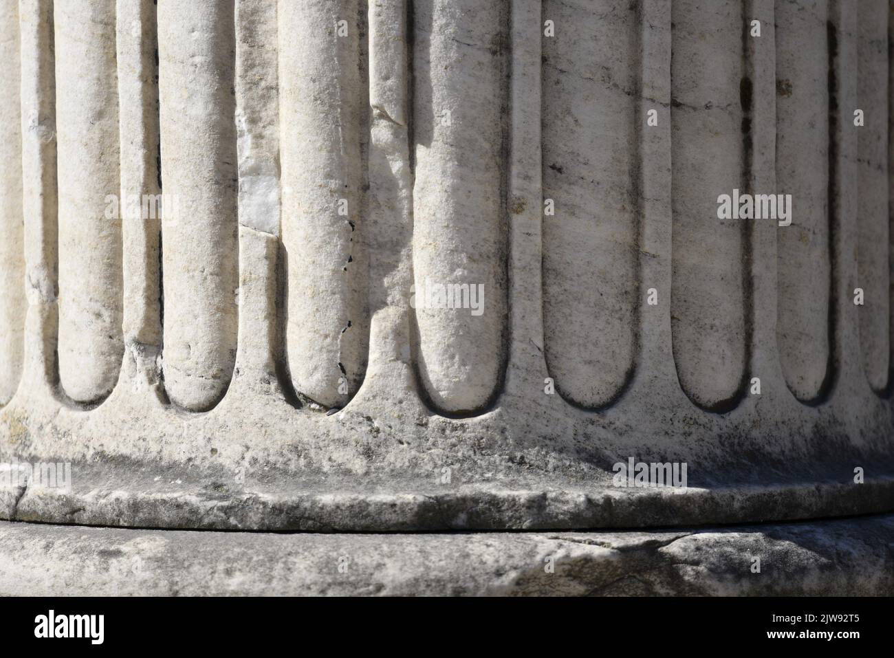 Doric column detail made out of Pentelic marble in the Roman Agora of ...
