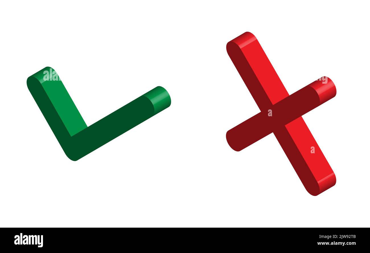 Set of isolated Check and cross mark, yes and no symbol vector illustration, bad good choice ...