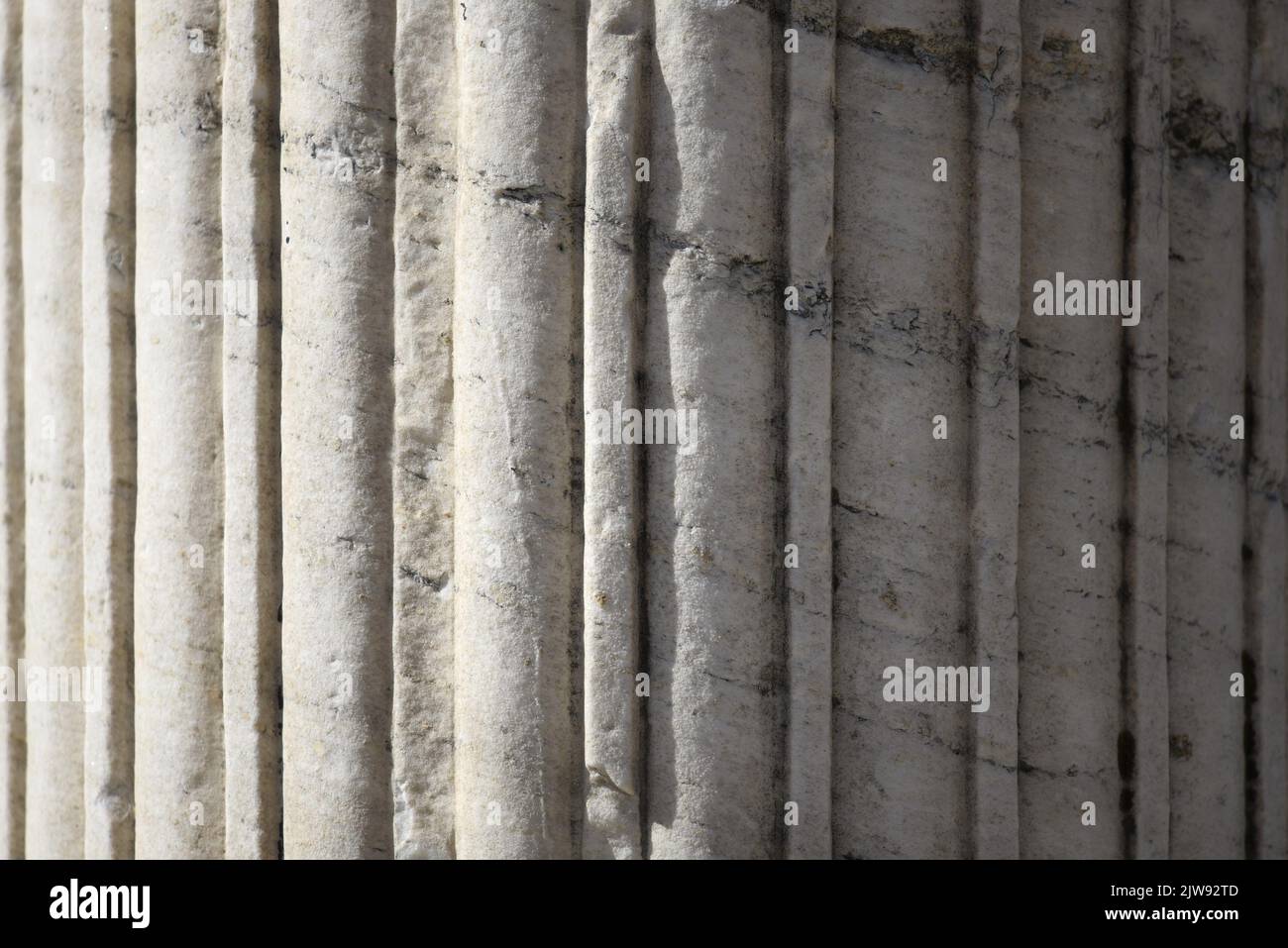 Doric column detail made out of Pentelic marble in the Roman Agora of ...
