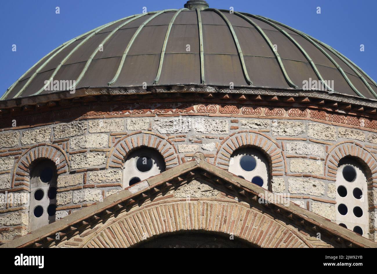 Dome view of the Russian Byzantine church of Holy Trinity in the ...